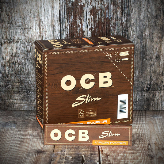 OCB Kingsize Slim Virgin Rolling Papers - Box of 50 |Smoke-King