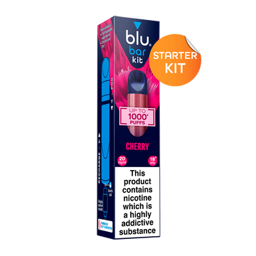 blu bar Starter Kit Rechargeable Device + Cherry Pod Vape 1000 - 2ml