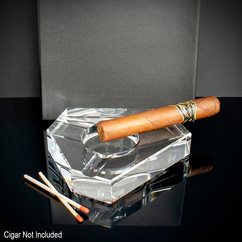 Triangular Crystal Cigar Ashtray - 3 Cigar Rests Smoke-King