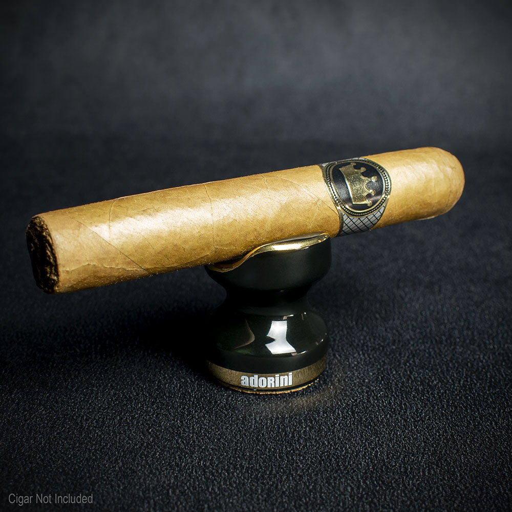Adorini Ceramic Single Cigar Stand - Black/Gold Smoke-King