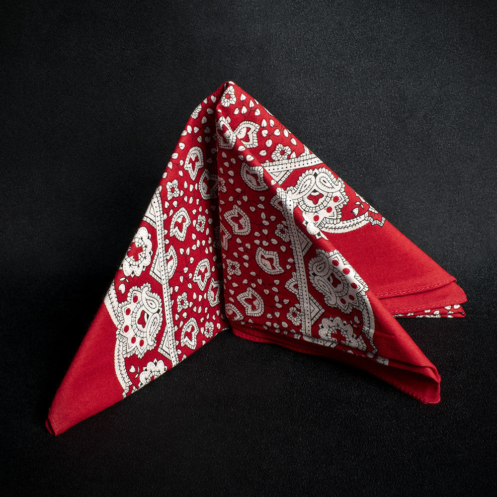 Snuff Handkerchief - White Paisley Pattern