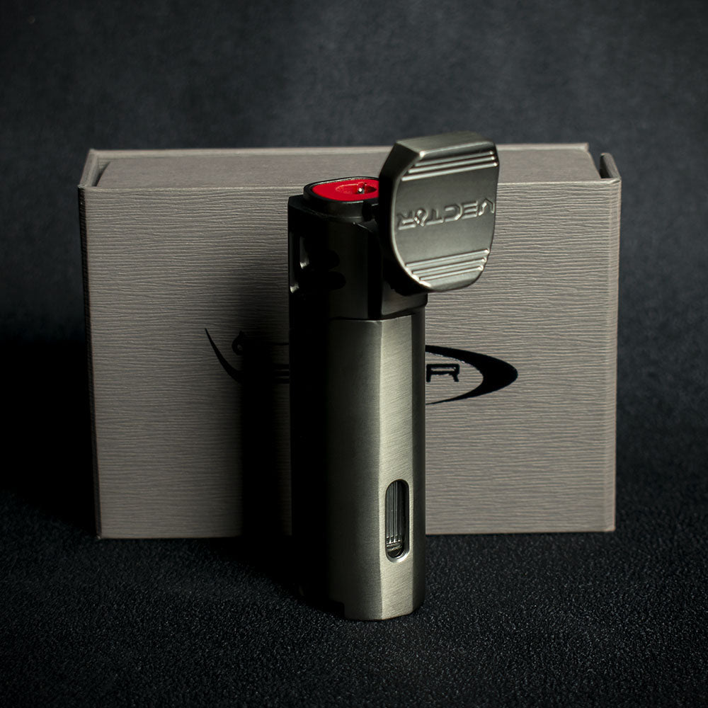 Vector Caliper Single Jet Flame Cigar Lighter With Punch Cutter - Gunm